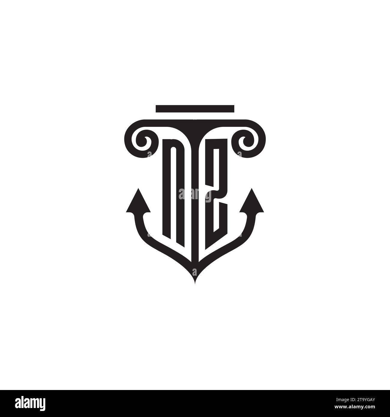 NZ pillar and anchor combination concept logo in high quality design ...