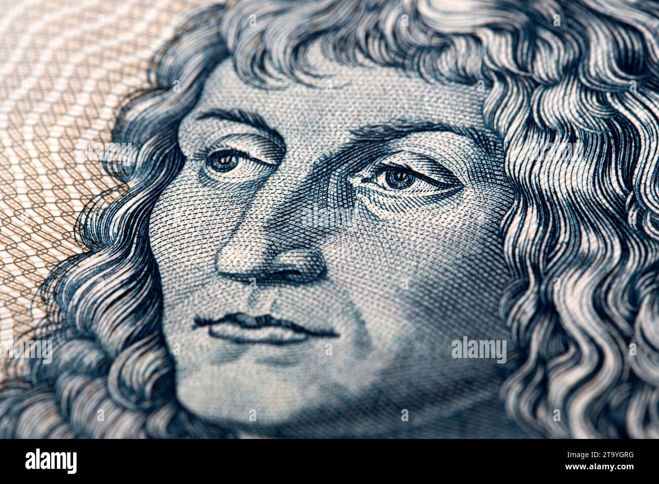 Beardless Young Man a closeup portrait from old German money - Mark ...