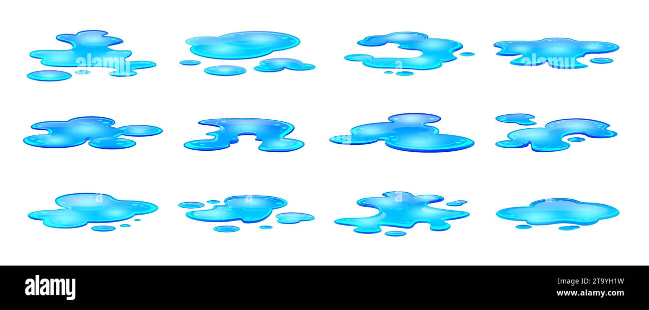 Rain water puddles, ephemeral, mirror-like pools on the ground, formed ...