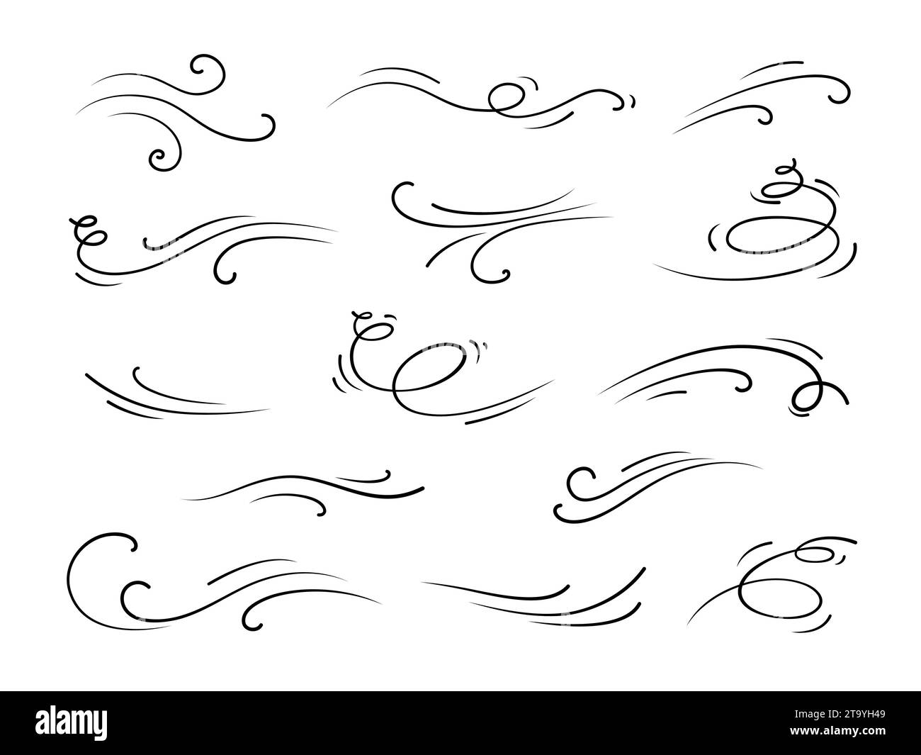 Doodle wind air motion depicts invisible dance of blowing wind, gentle ...