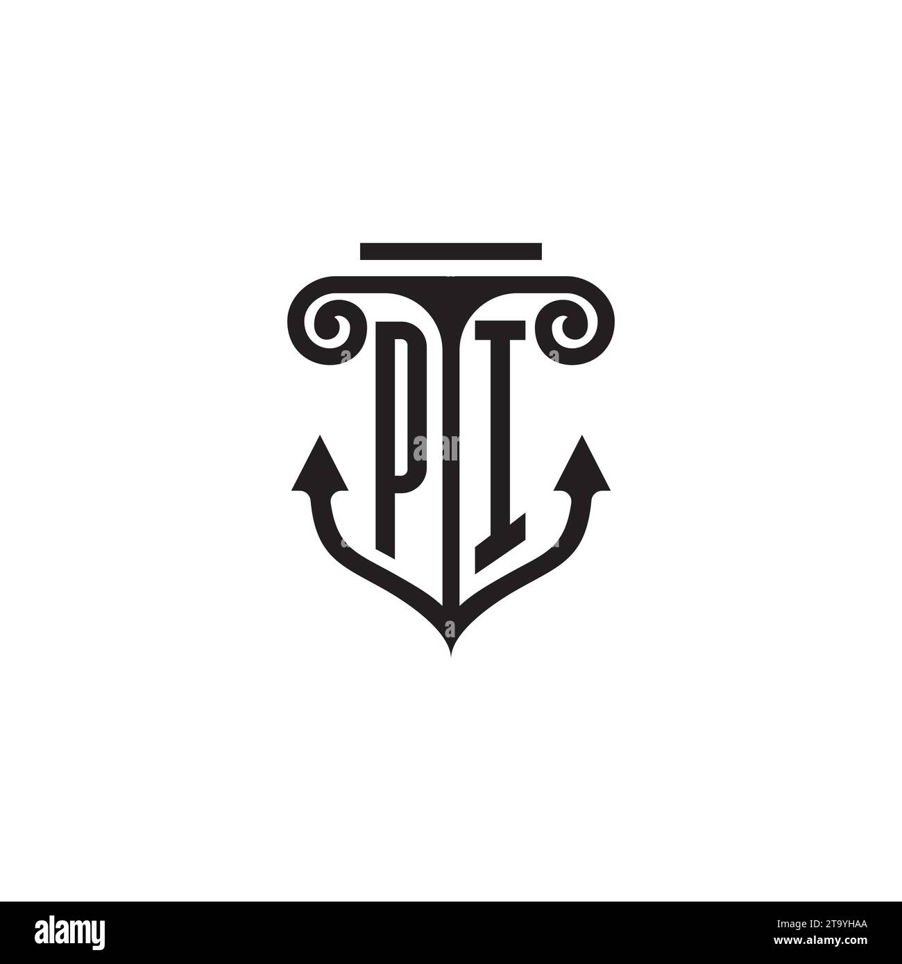 PI pillar and anchor combination concept logo in high quality design ...