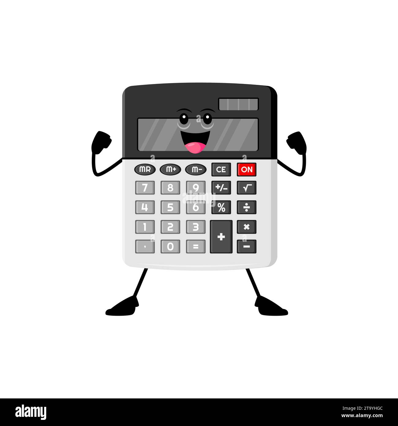 Cartoon cheerful funny calculator school stationery character with ...