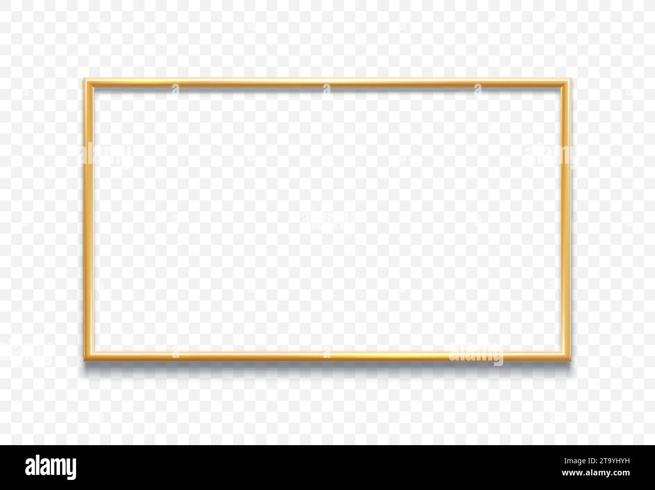 Golden frame border. Isolated realistic 3d vector gold shiny glowing ...
