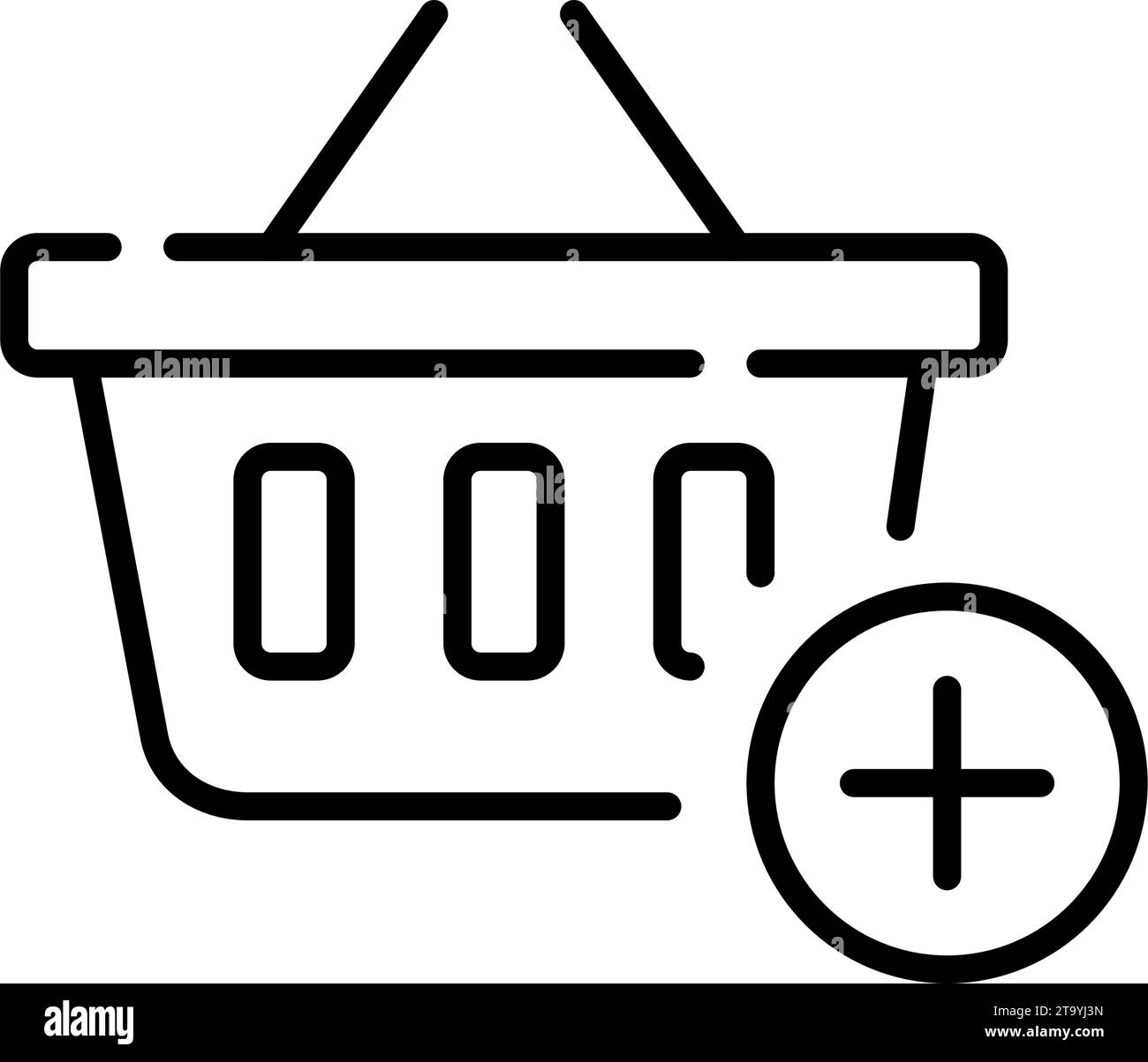 Add item to cart. Online shopping. Basket and plus symbol. Pixel perfect, editable stroke Stock ...