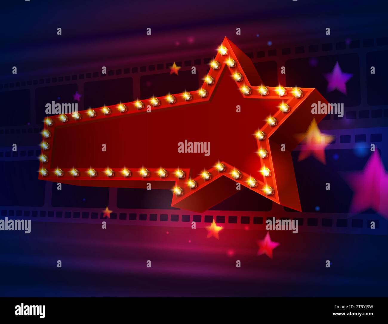 Movie cinema poster with neon star. Hollywood movie theater ...