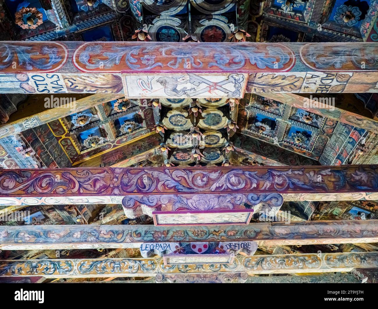 Truss painting ceiling (1511-1514) of the main nave in the Agrigento ...