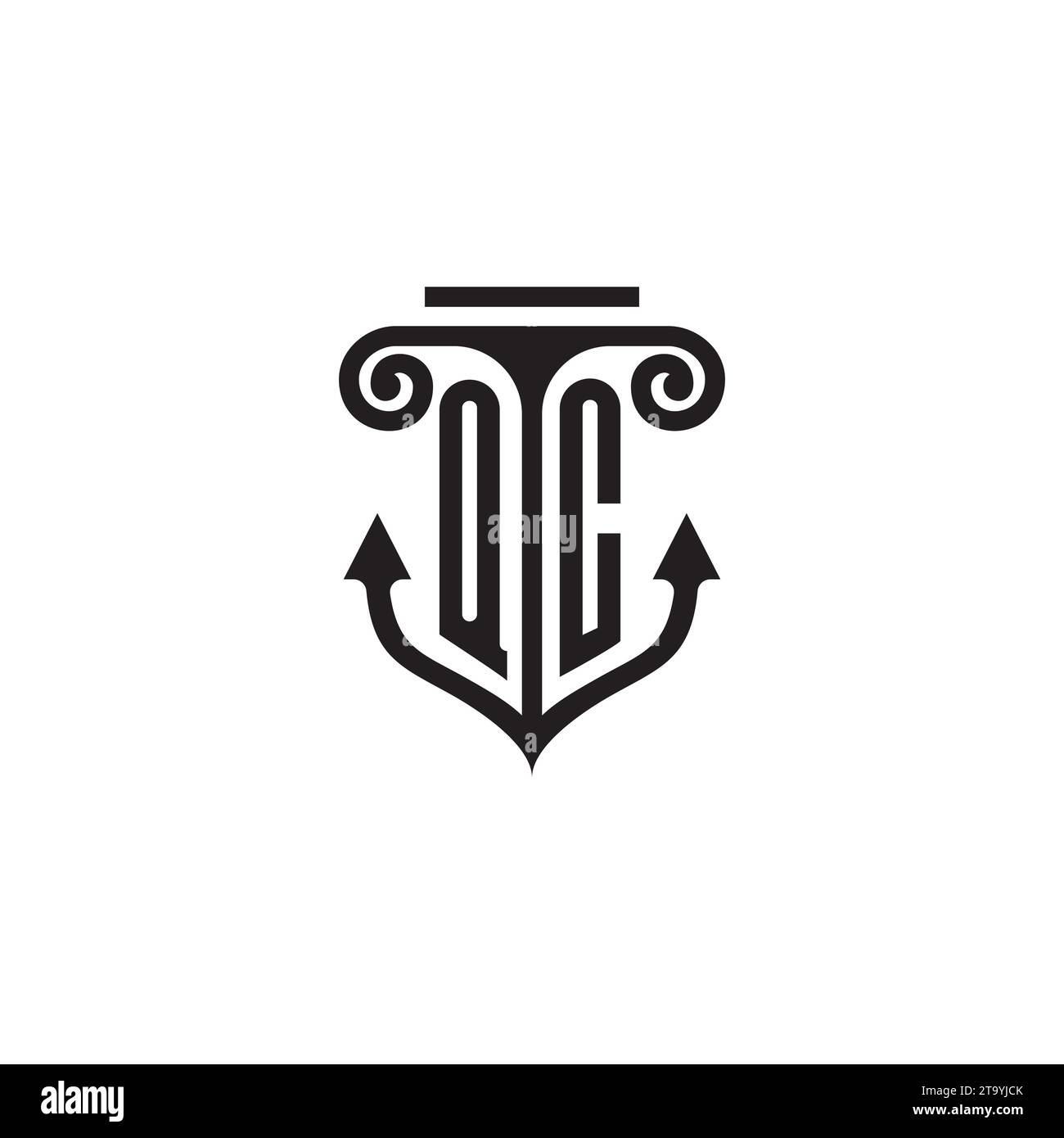 QC pillar and anchor combination concept logo in high quality design ...