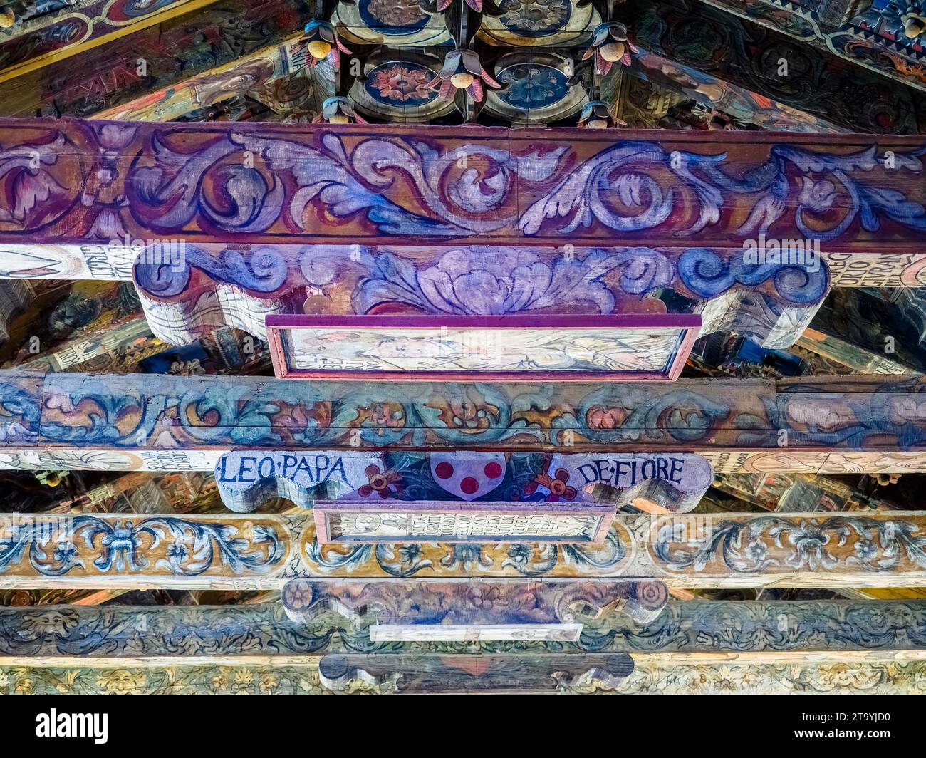 Truss painting ceiling (1511-1514) of the main nave in the Agrigento ...