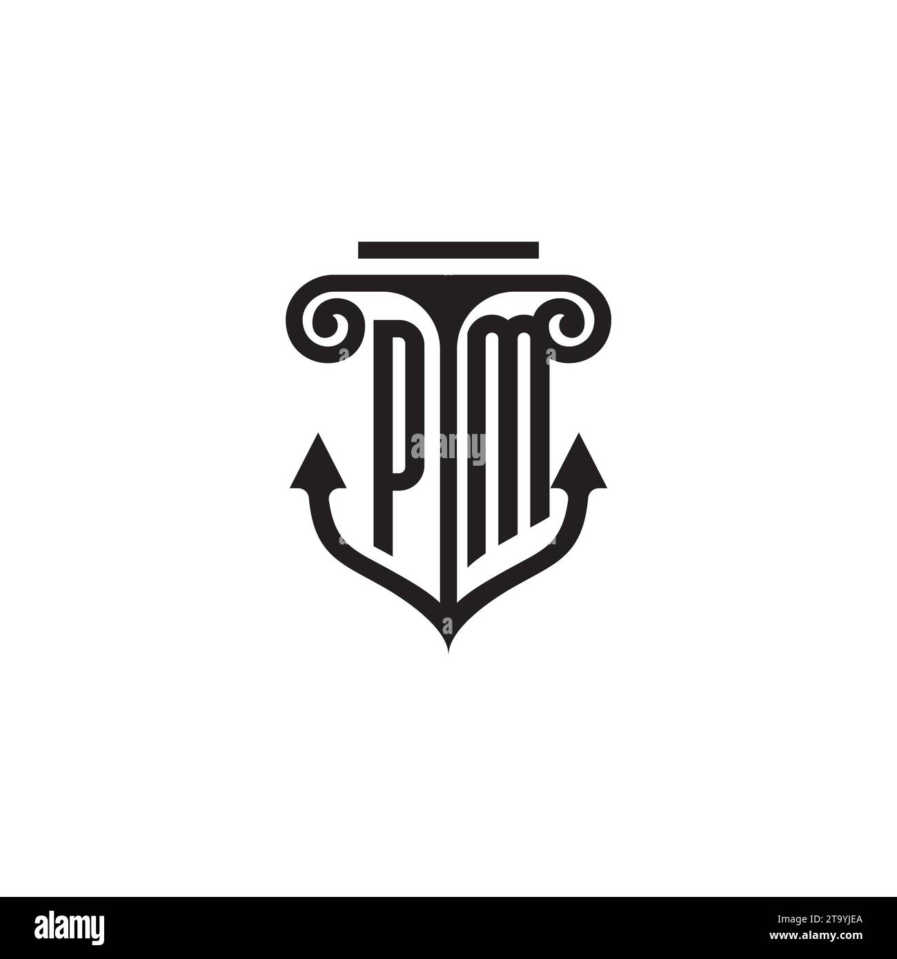 PM pillar and anchor combination concept logo in high quality design ...
