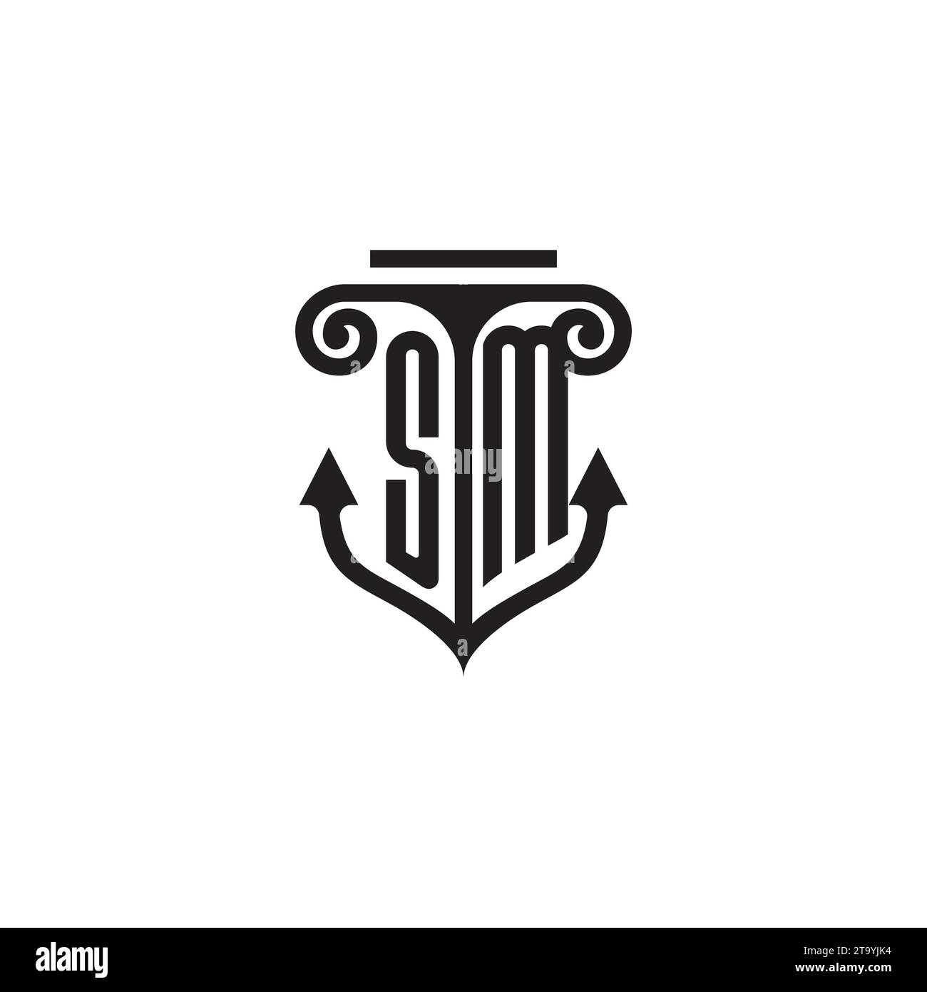SM pillar and anchor combination concept logo in high quality design ...
