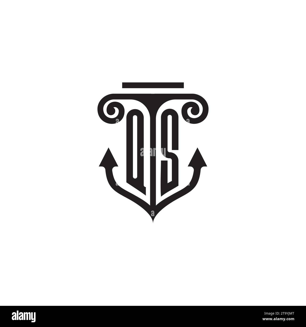 QS pillar and anchor combination concept logo in high quality design ...
