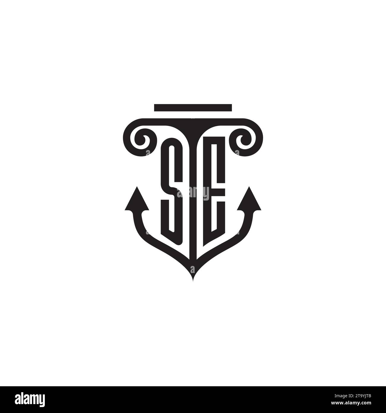 SE pillar and anchor combination concept logo in high quality design ...