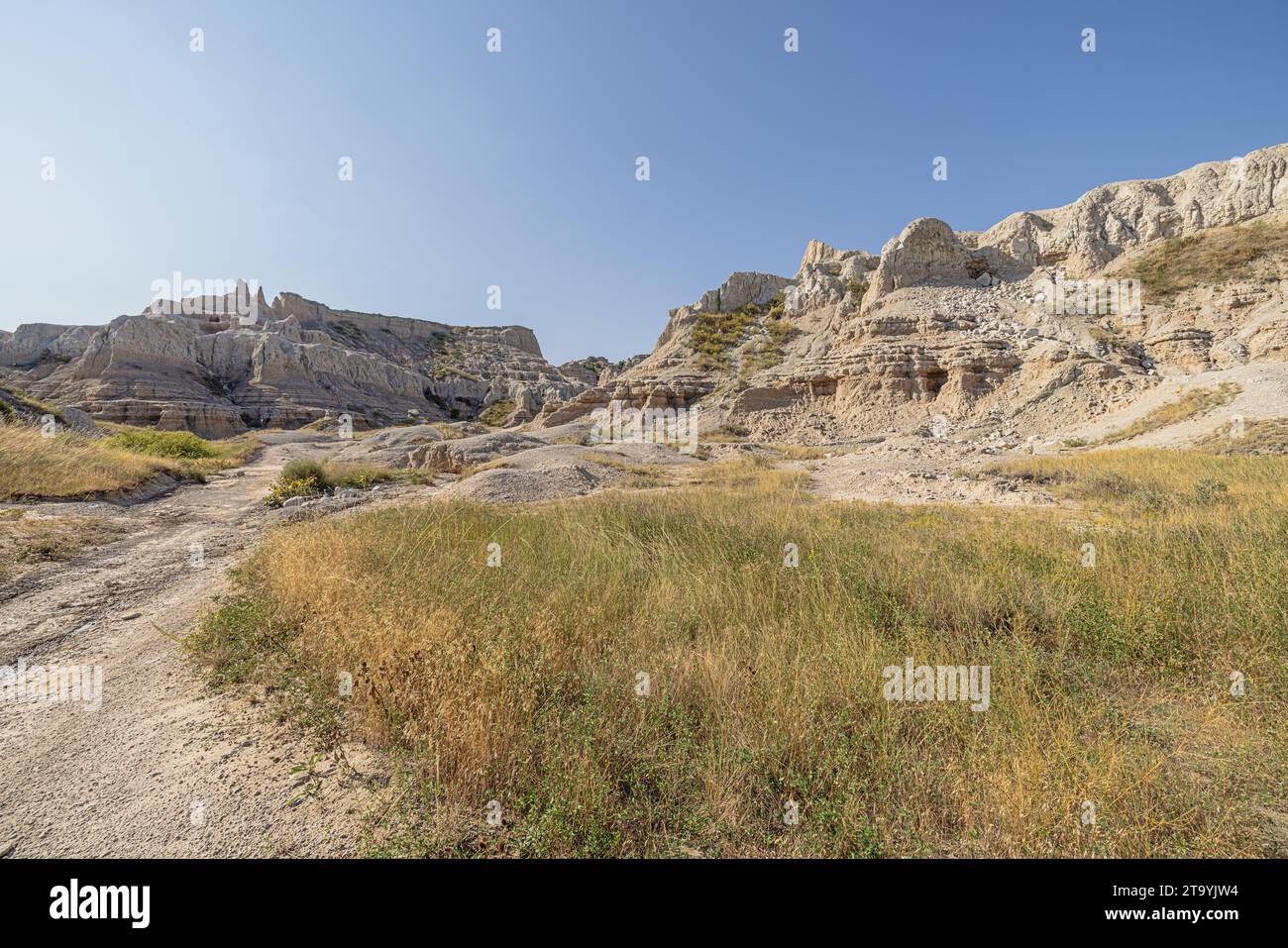 The eroded path of the Notch Trail through the Badlands Stock Photo - Alamy