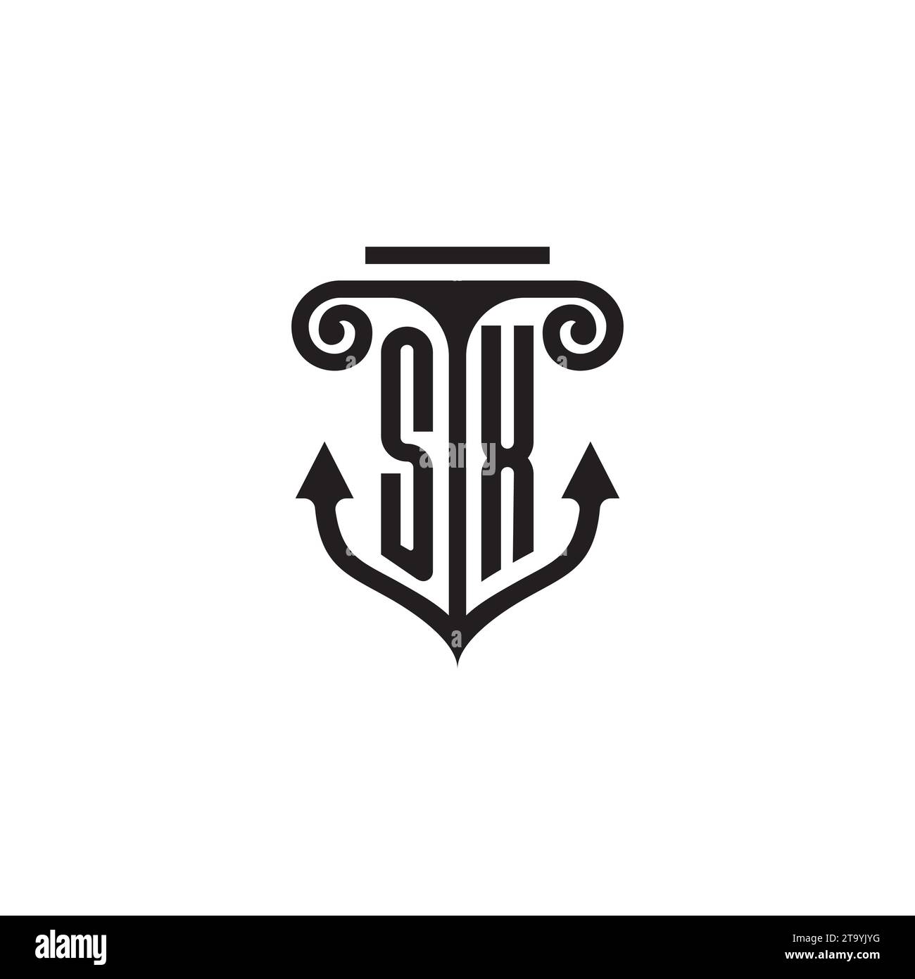 SX pillar and anchor combination concept logo in high quality design ...