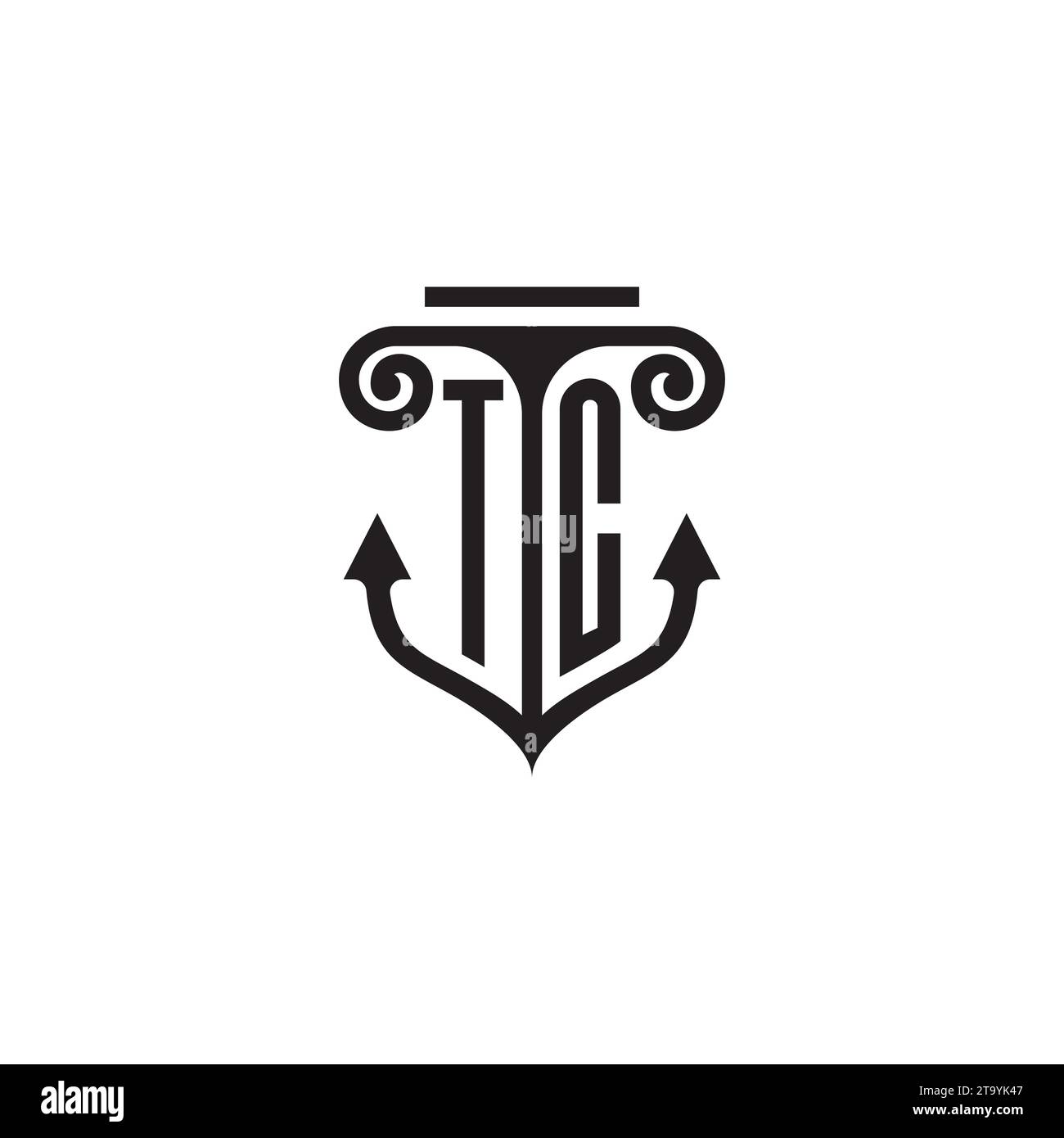 TC pillar and anchor combination concept logo in high quality design ...