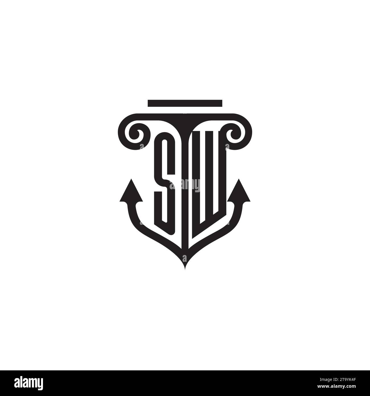 SW pillar and anchor combination concept logo in high quality design ...
