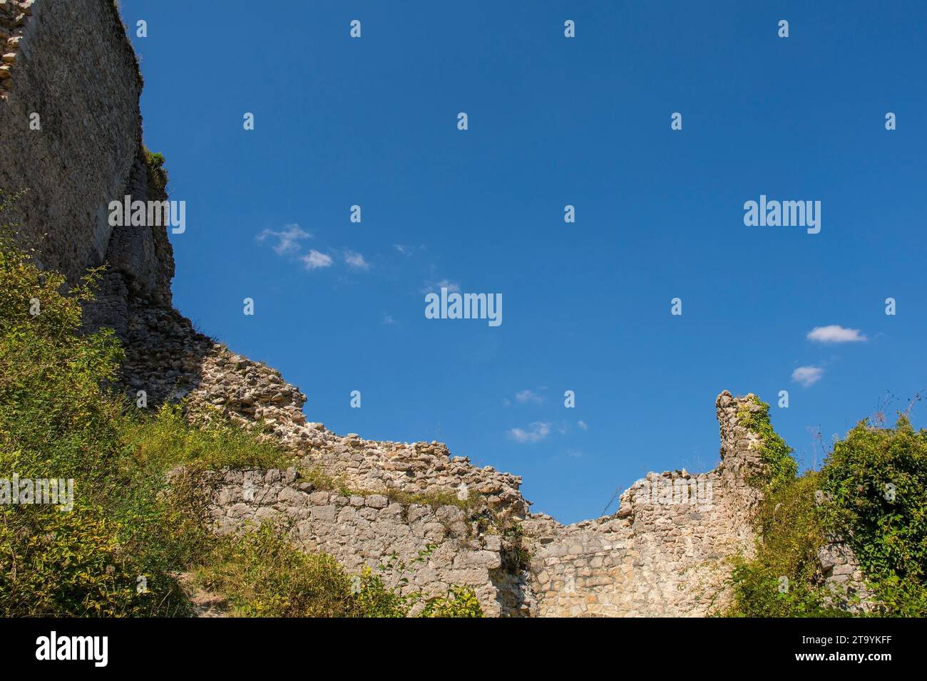 The walls of the historic 15th century Ostrovica Castle overlooking ...