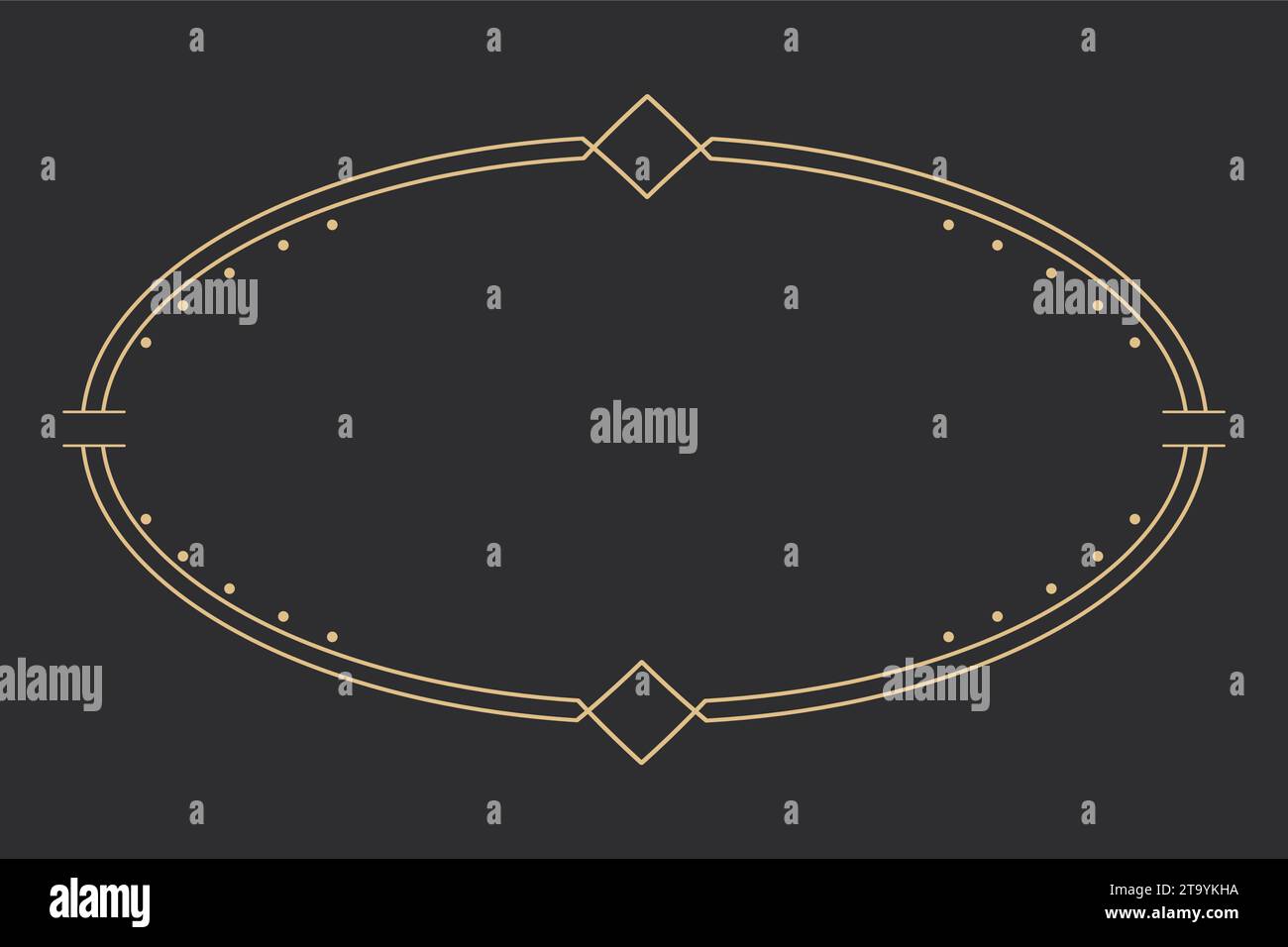 Golden celestial frame, border, oval line art esoteric minimal ...