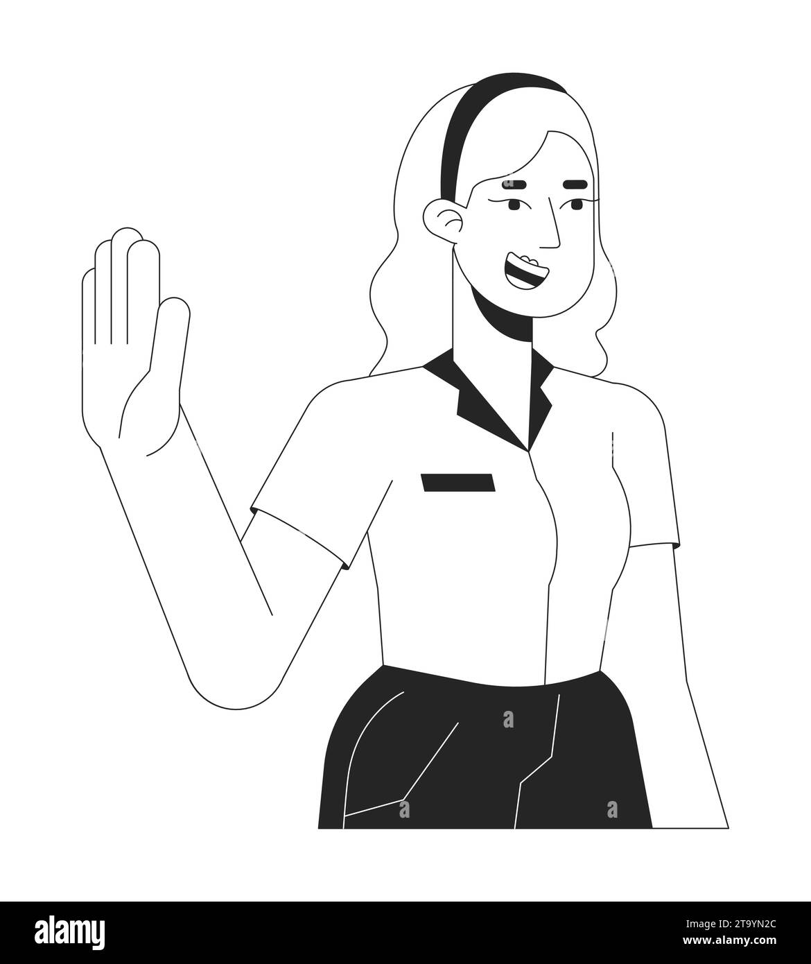 Blonde caucasian employee gen z black and white 2D line cartoon character Stock Vector Image ...