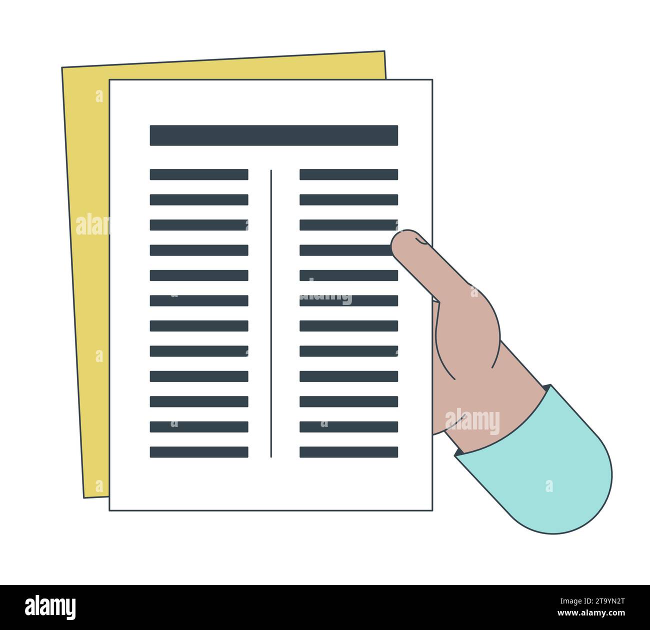 Holding paperwork linear cartoon character hand illustration Stock ...