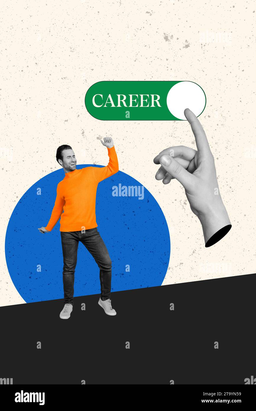 Collage picture abstract illustration of funky guy have fun has career ...