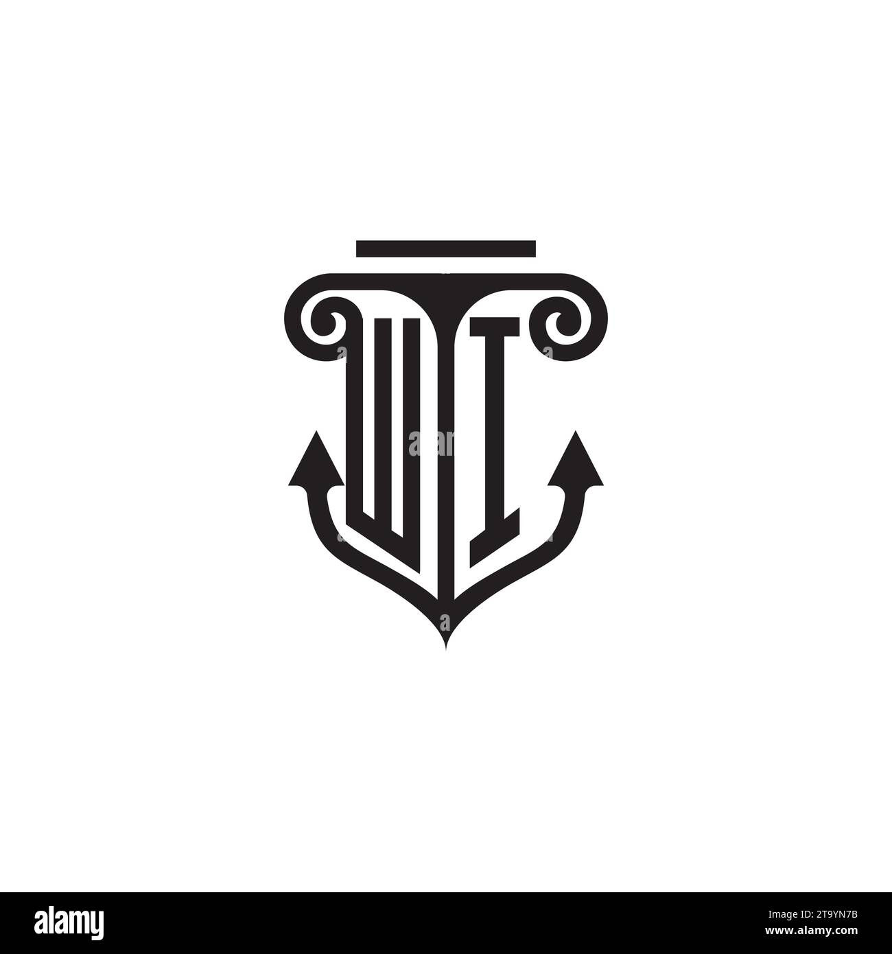 WI pillar and anchor combination concept logo in high quality design ...
