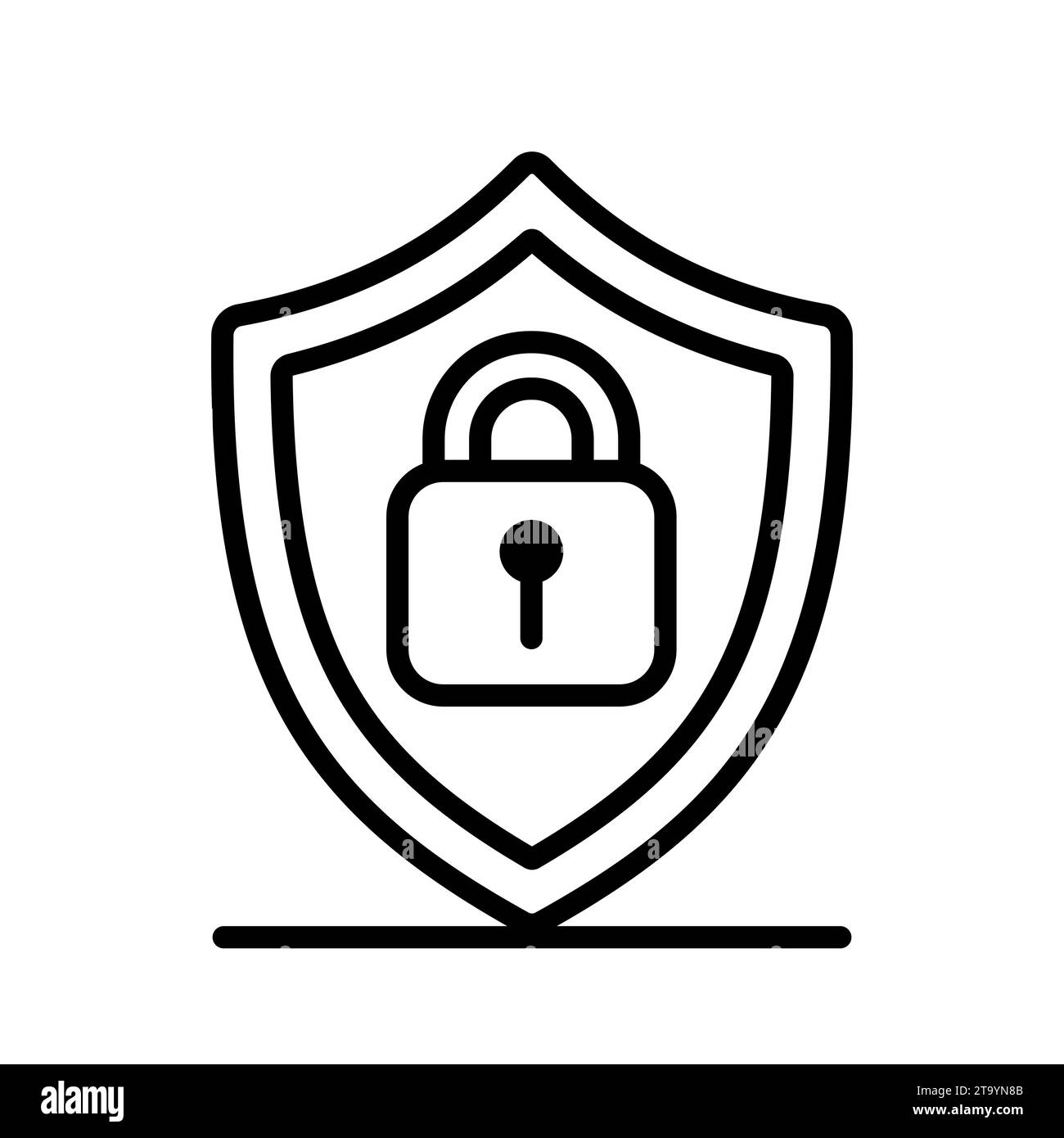 Security shield with padlock icon. Linear icon of shield and padlock ...