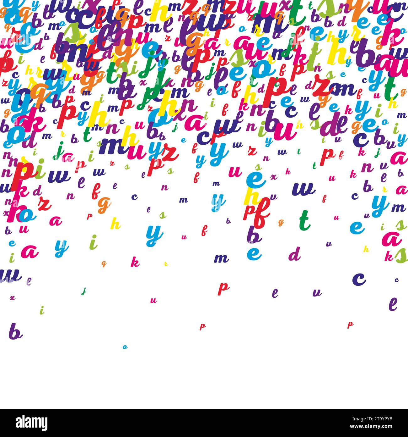 Falling letters of English language. Colorful childish flying ...