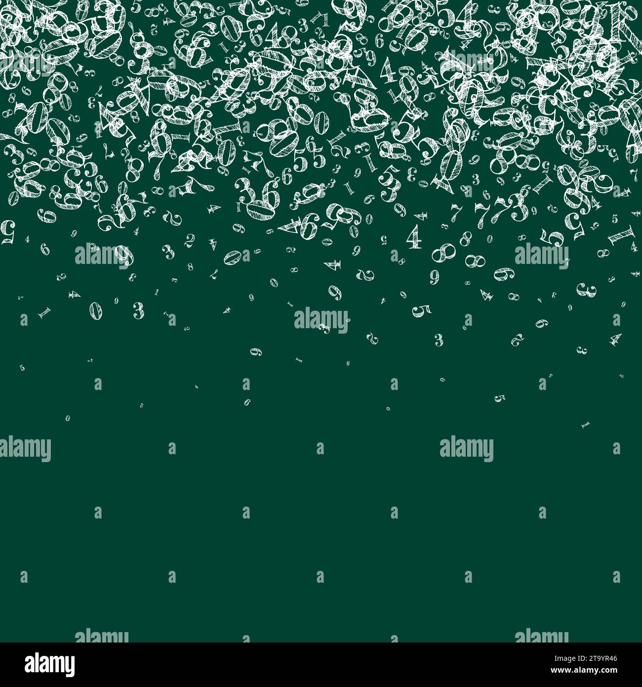 Concept of school background. White chalk numbers and digits falling ...