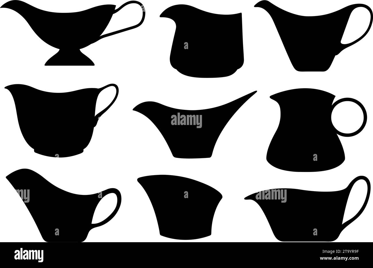 Collage of different gravy sauce boats isolated on white Stock Vector ...