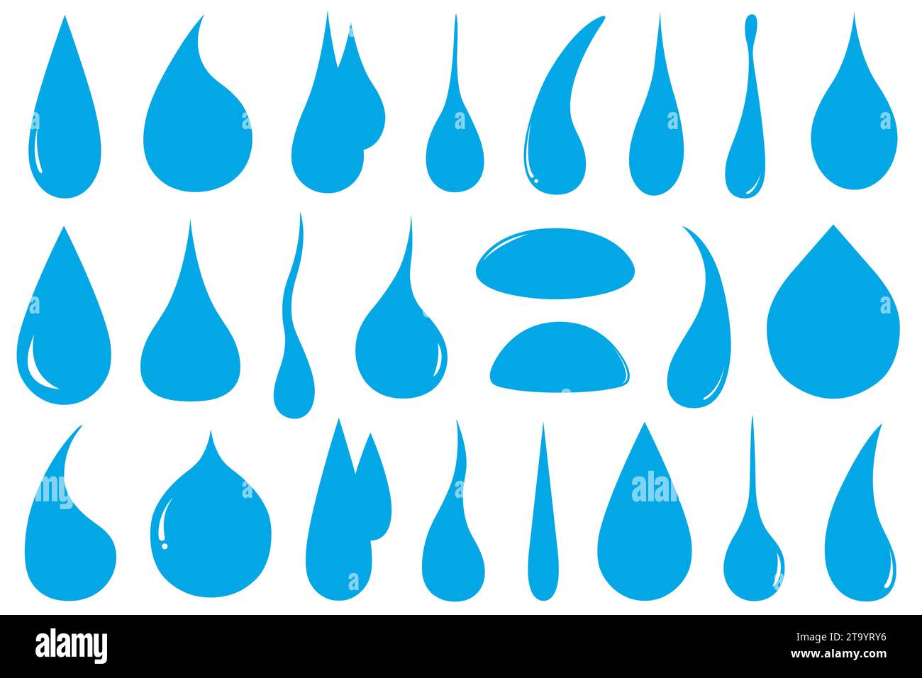 Collage of different water drops isolated on white Stock Photo - Alamy