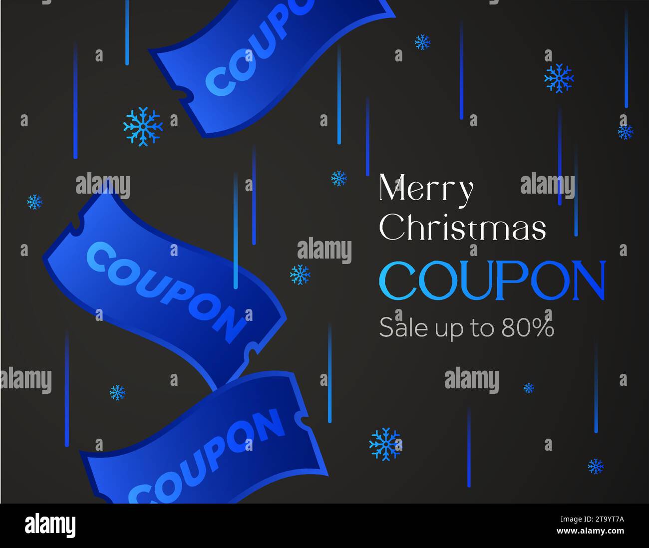 3d Merry Christmas promotional banner template with rain of blue ...