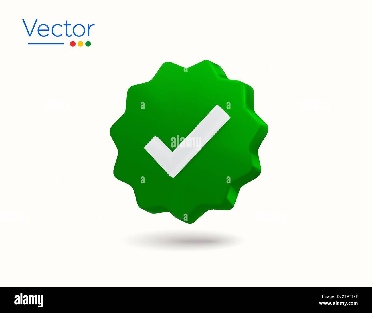 3d green checkmark icon, valid or validated, verified label or ...