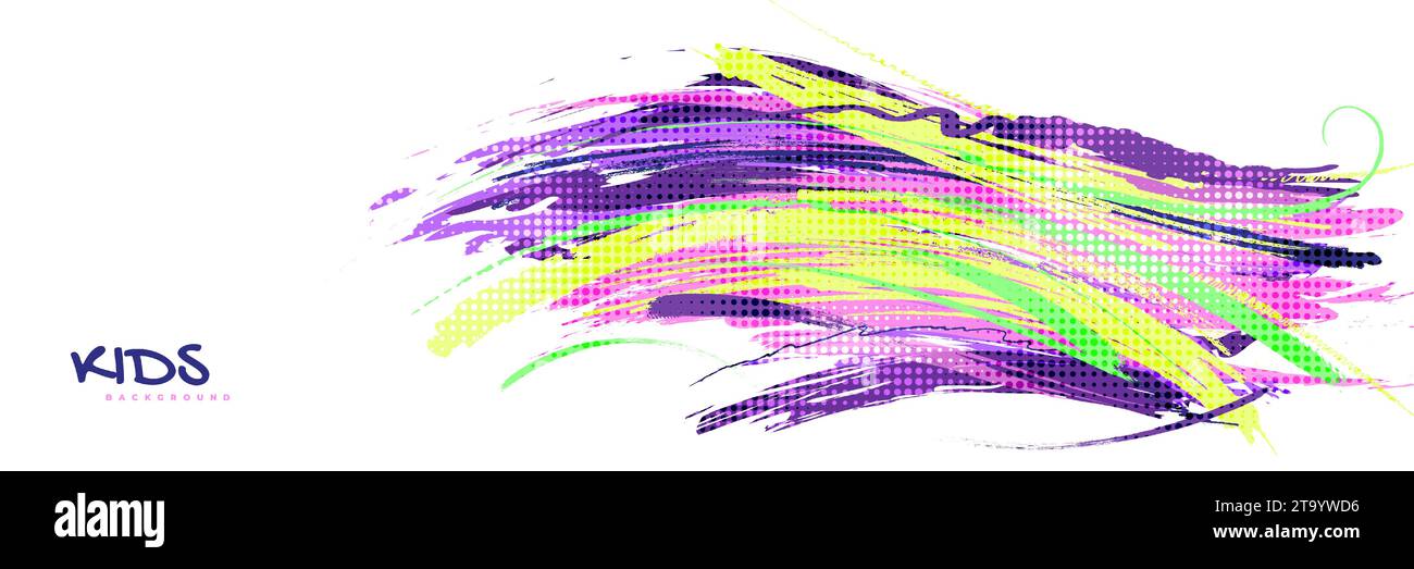 Kids Background with Colorful Brushstrokes Illustration. Sport Banner ...