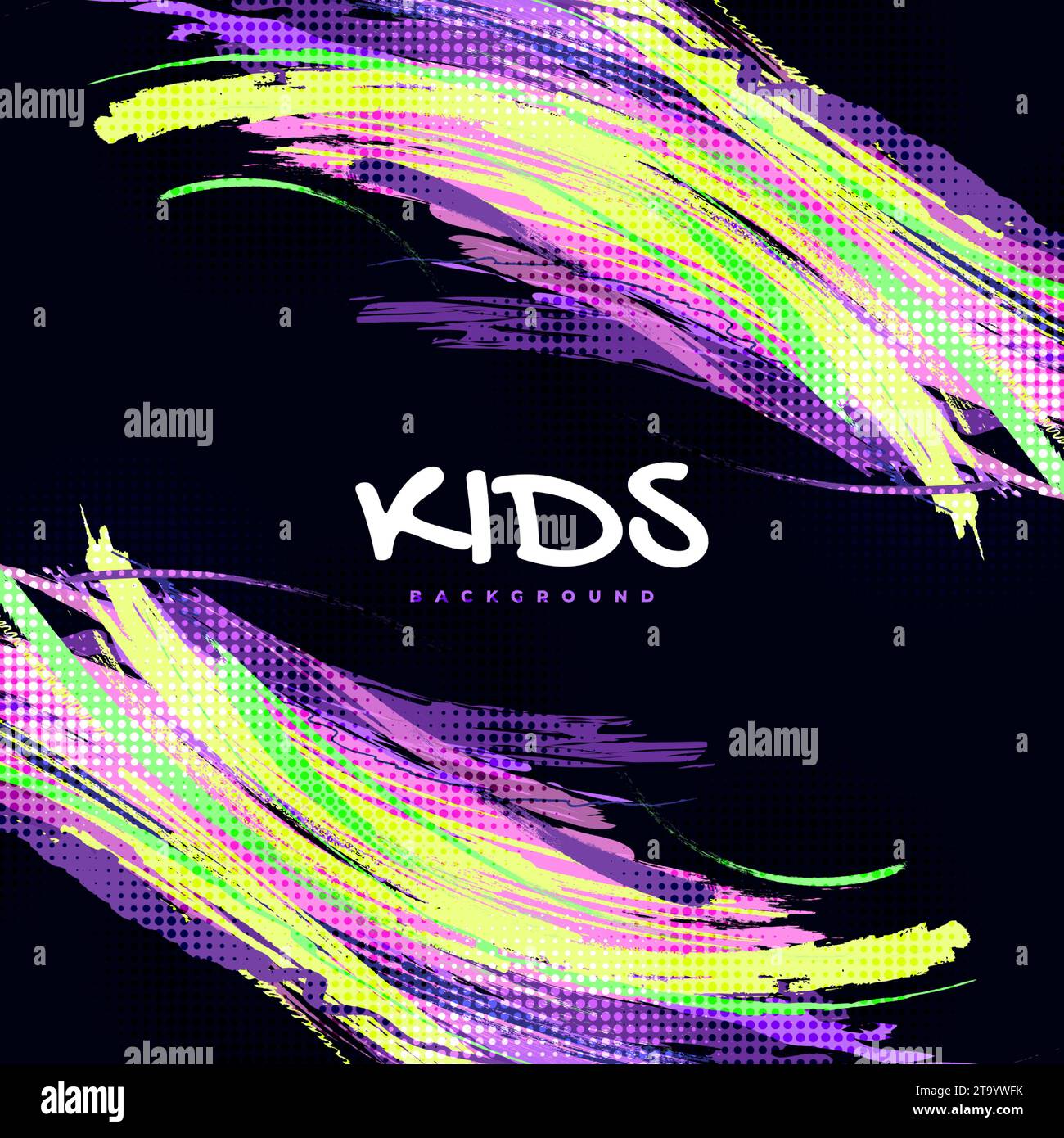 Kids Background with Colorful Brushstrokes Illustration. Sport Banner ...