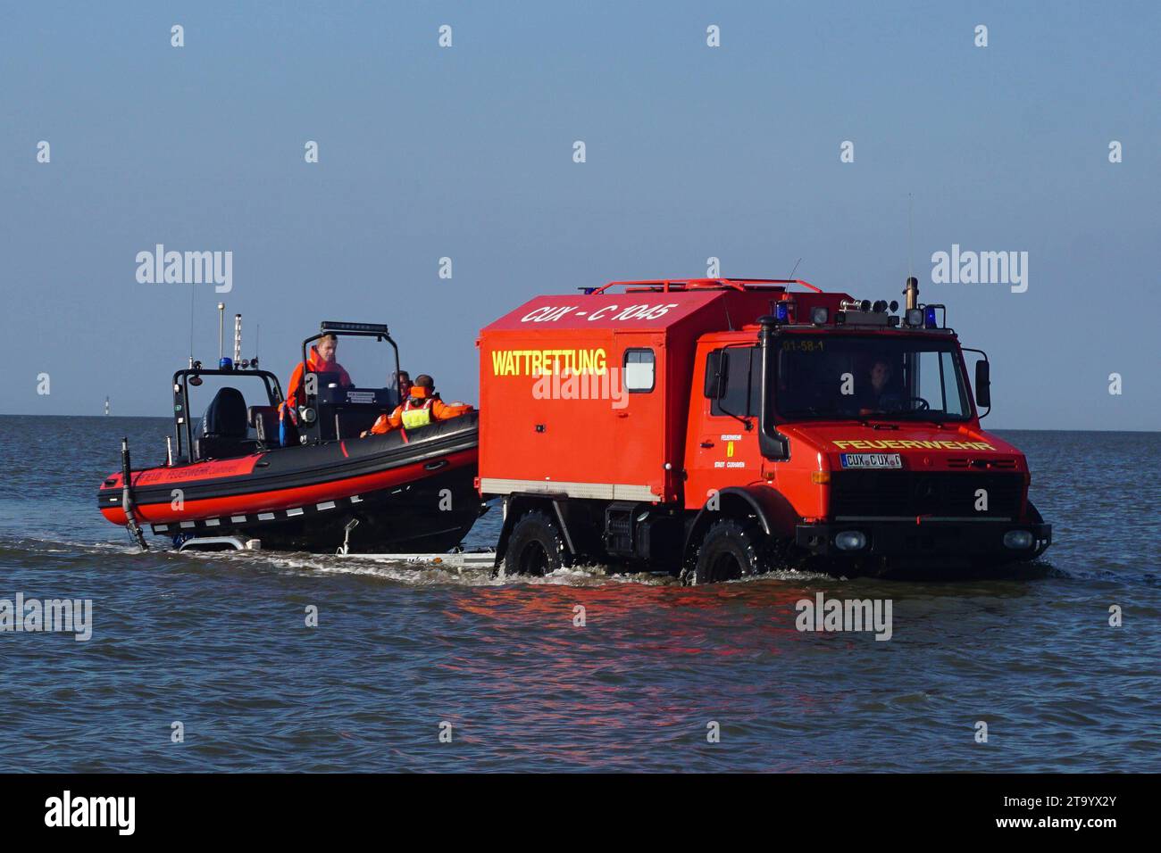 Cuxhaven, Deutschland 15. Oktober 2023: Wattrettung mit Rettungsboot ...