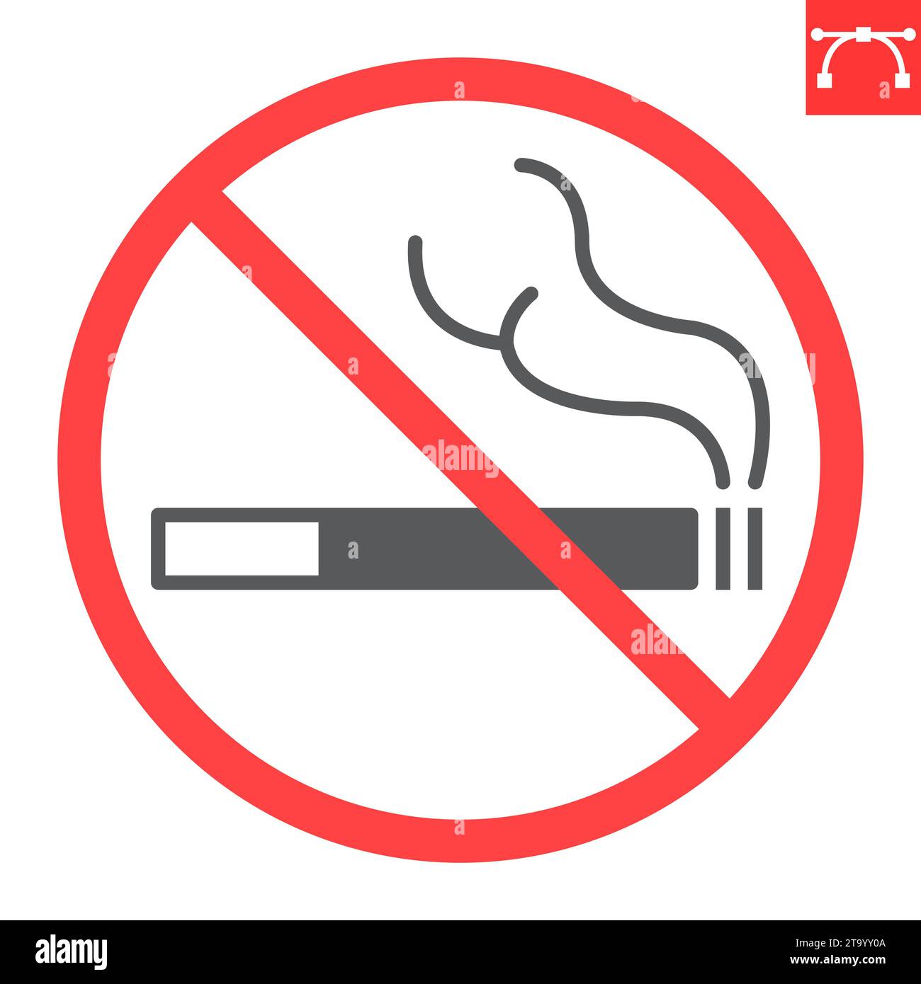 No smoking glyph icon, prohibition and forbidden, no cigarette sign ...