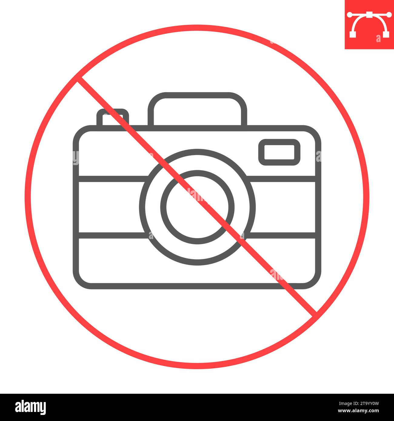 No camera line icon, prohibition and forbidden, no photography sign ...