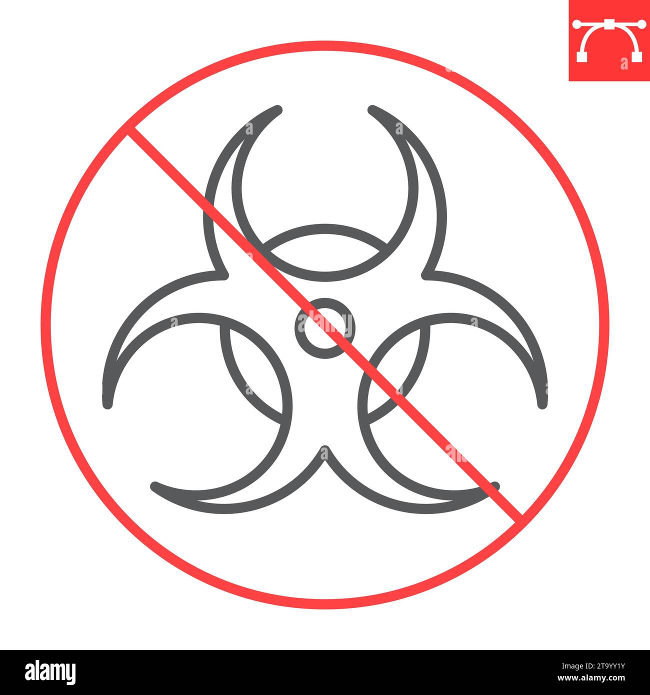 No biohazard line icon, prohibition and forbidden, no biohazard sign ...