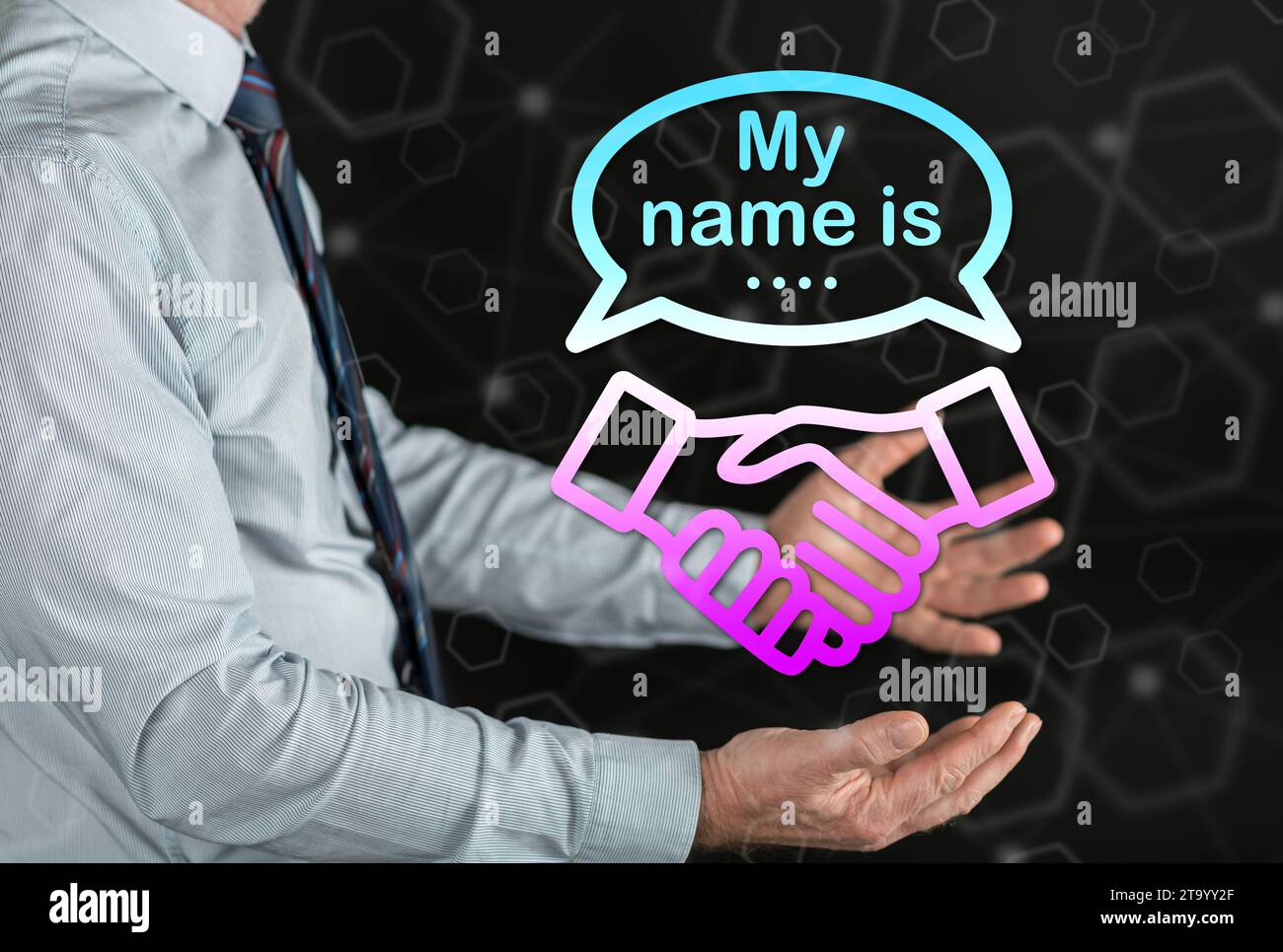 Introduction concept above the hands of a man Stock Photo - Alamy