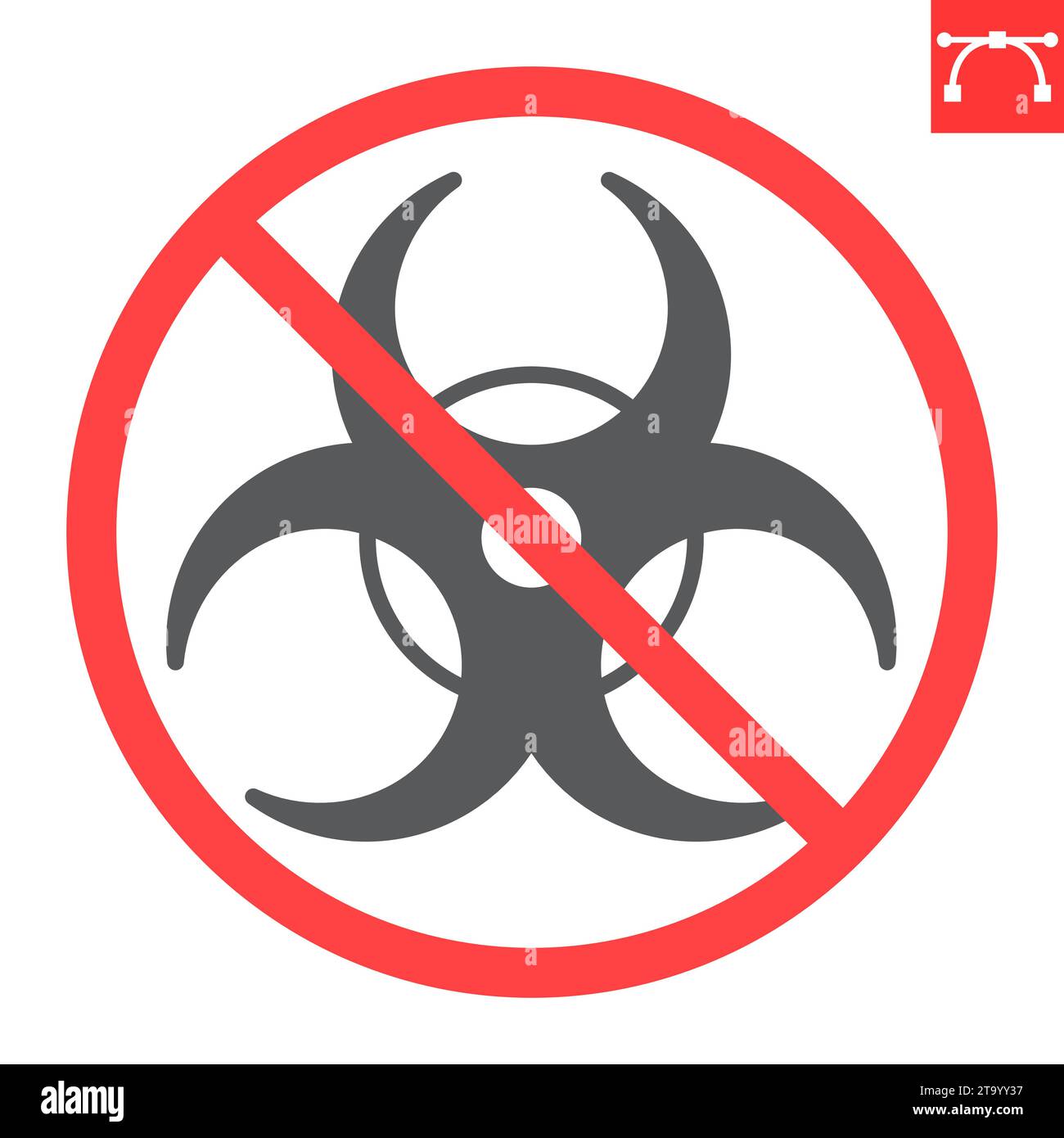 No biohazard glyph icon, prohibition and forbidden, no biohazard sign ...