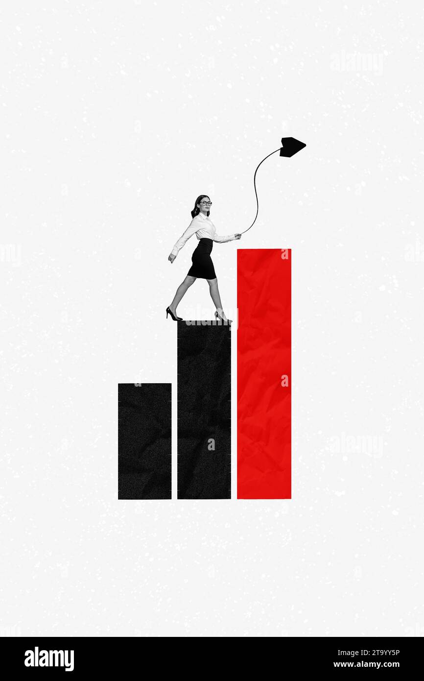 Creative composite idea collage artwork of young confident business ...