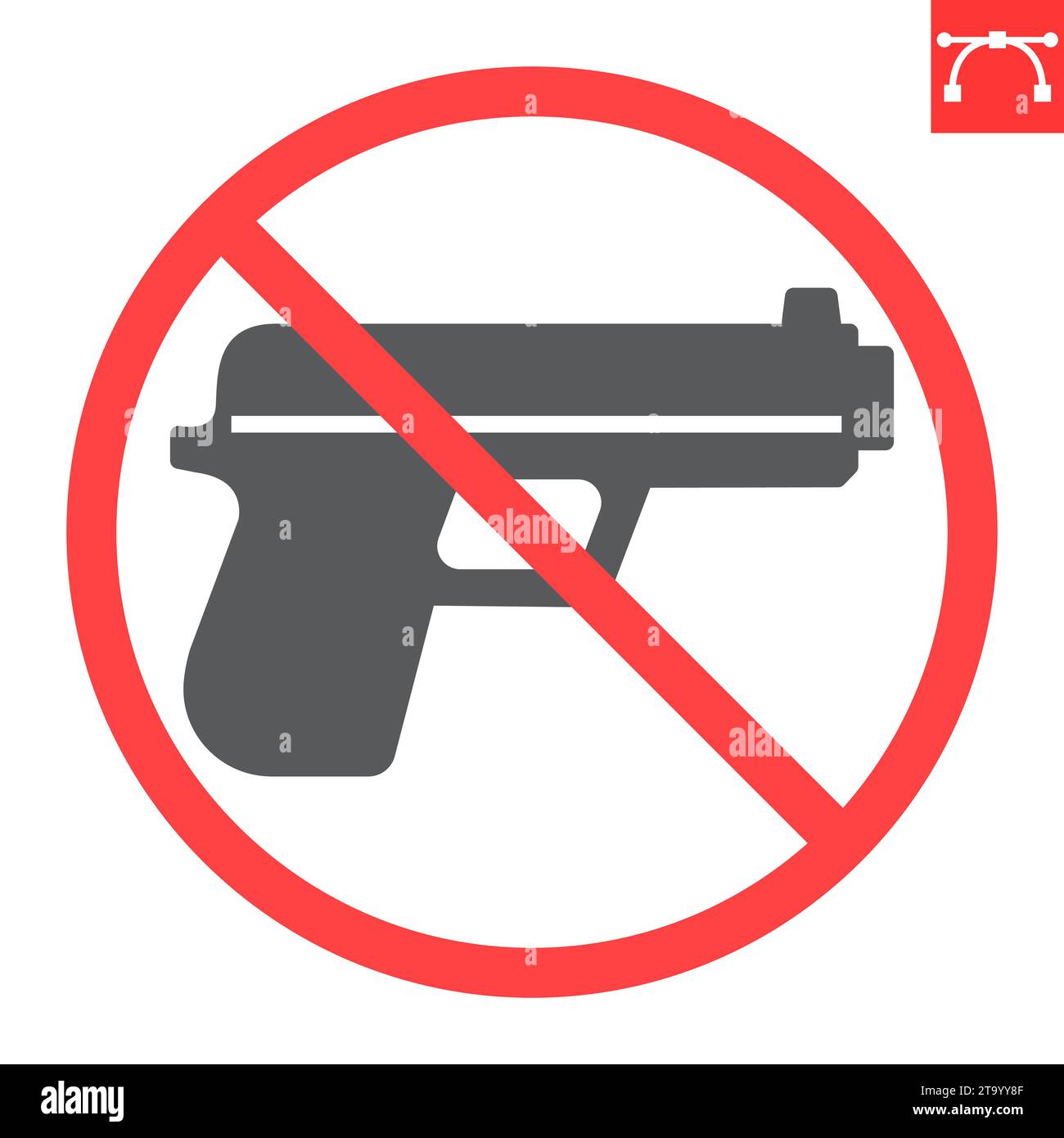 No gun glyph icon, prohibition and forbidden, no pistol sign, vector ...
