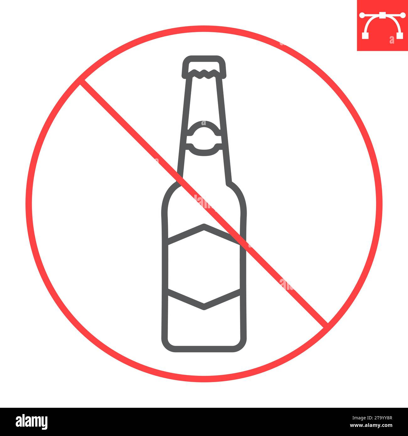 No alcohol line icon, prohibition and forbidden, no drinking sign ...