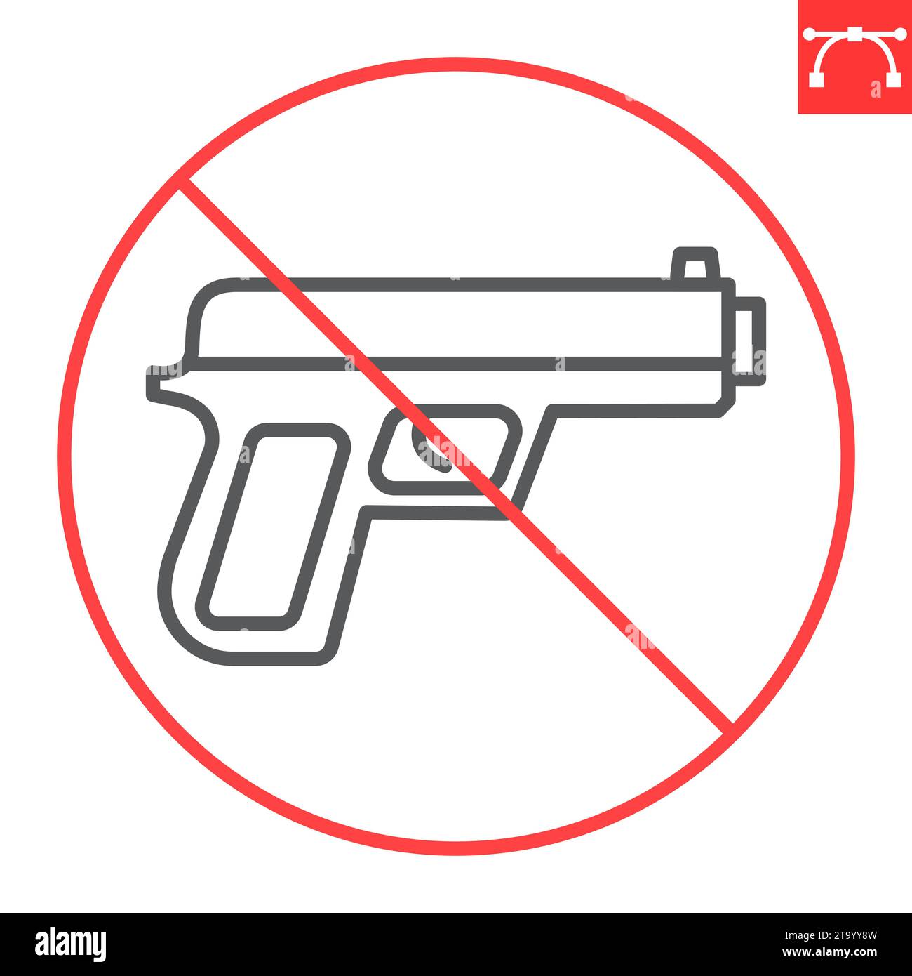 No gun line icon, prohibition and forbidden, no pistol sign, vector ...