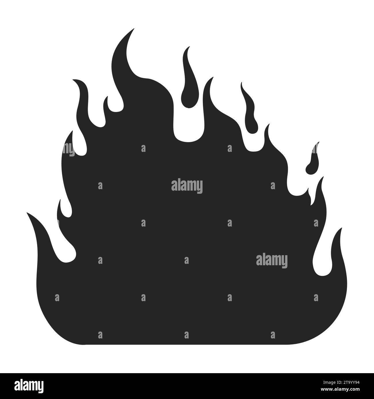 Burning Fire Black And White 2d Line Cartoon Object Stock Vector Image