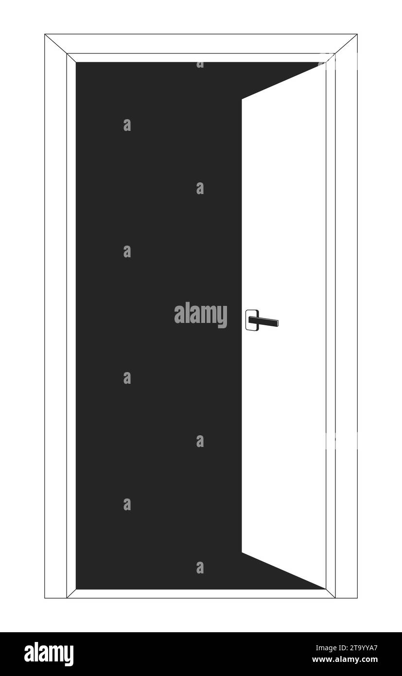 Open Door Black And White 2d Line Cartoon Object Stock Vector Image