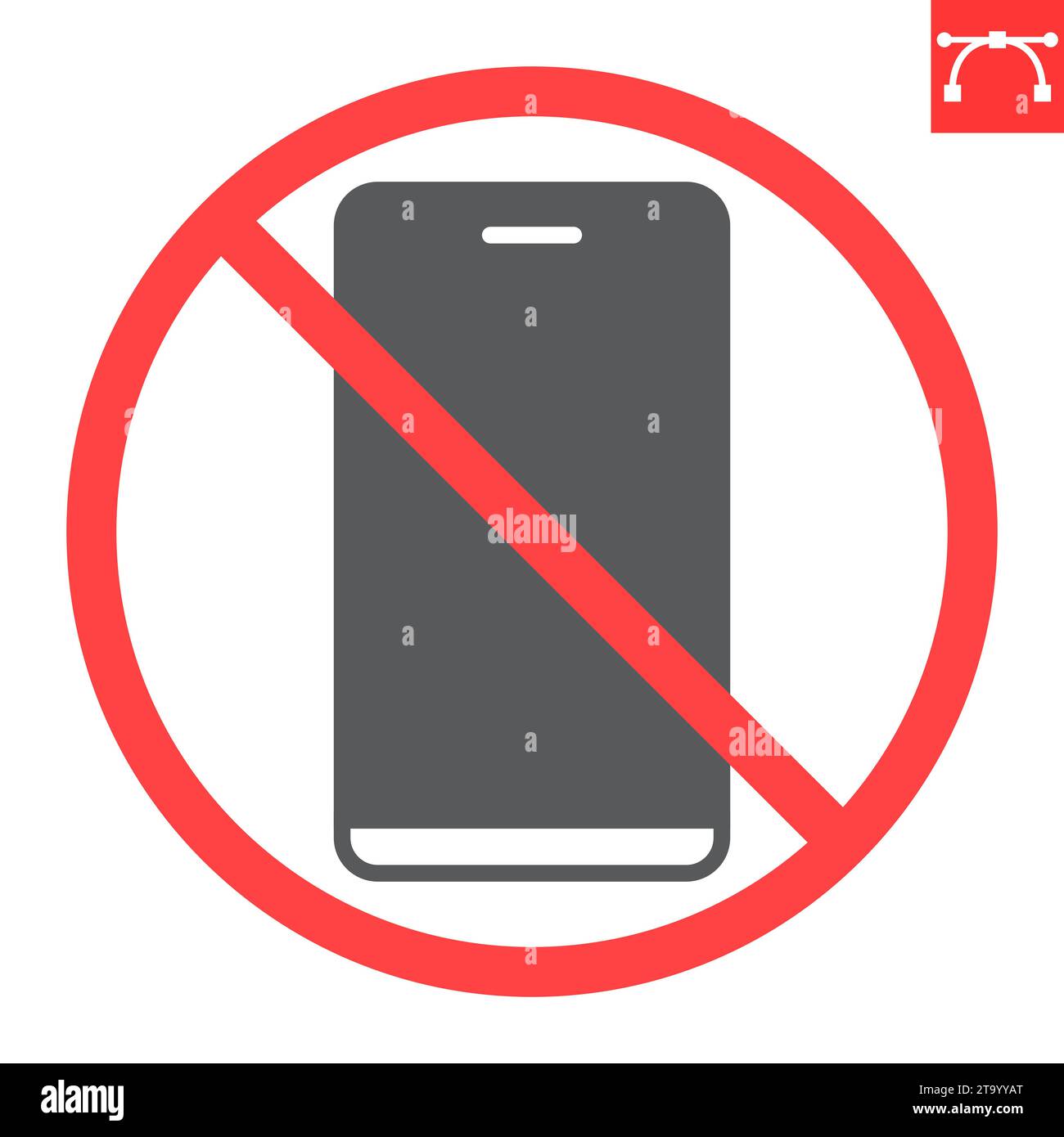 No cell phone glyph icon, prohibition and forbidden, no smartphone sign ...