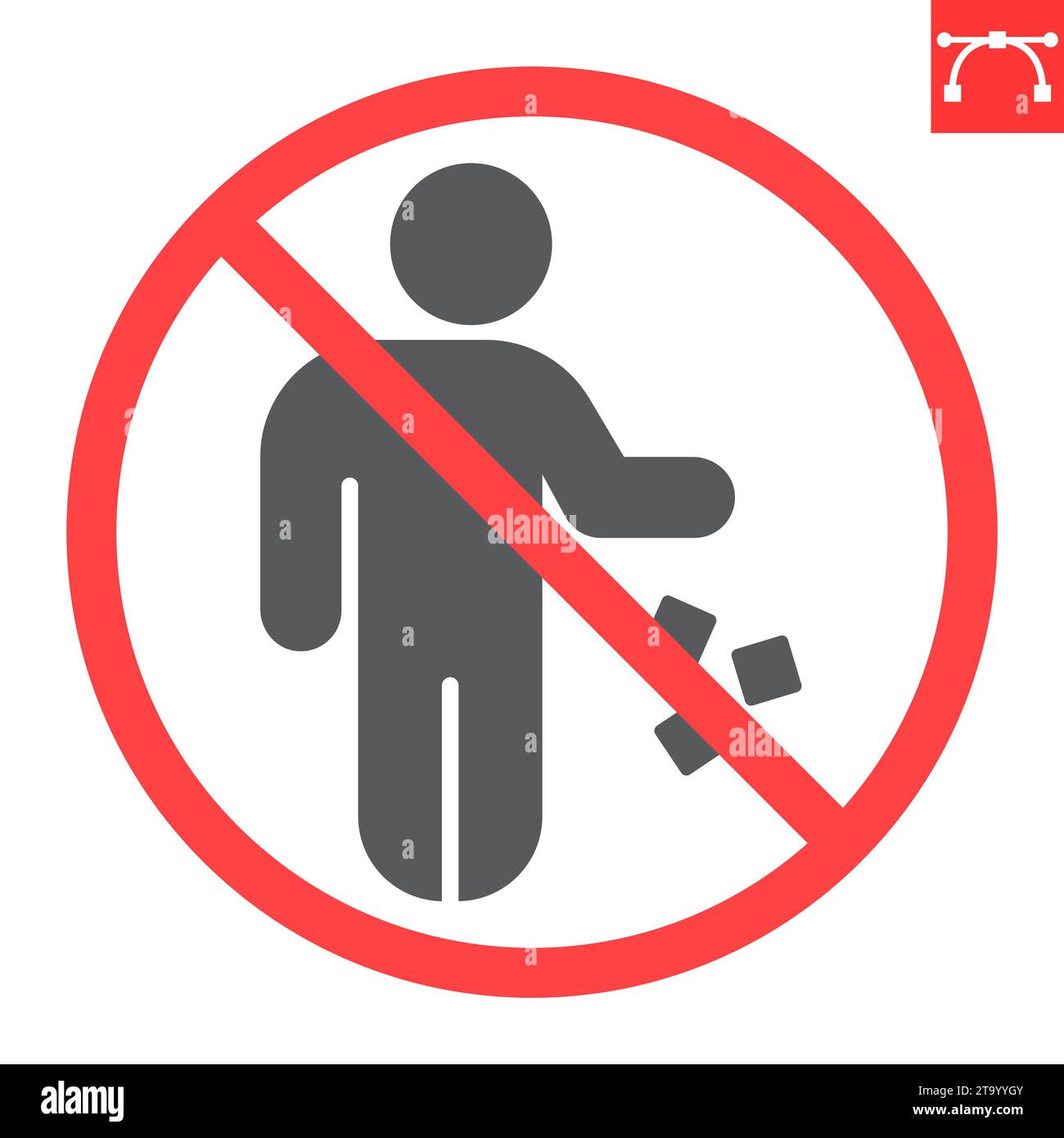No littering glyph icon, prohibition and forbidden, do not litter sign ...
