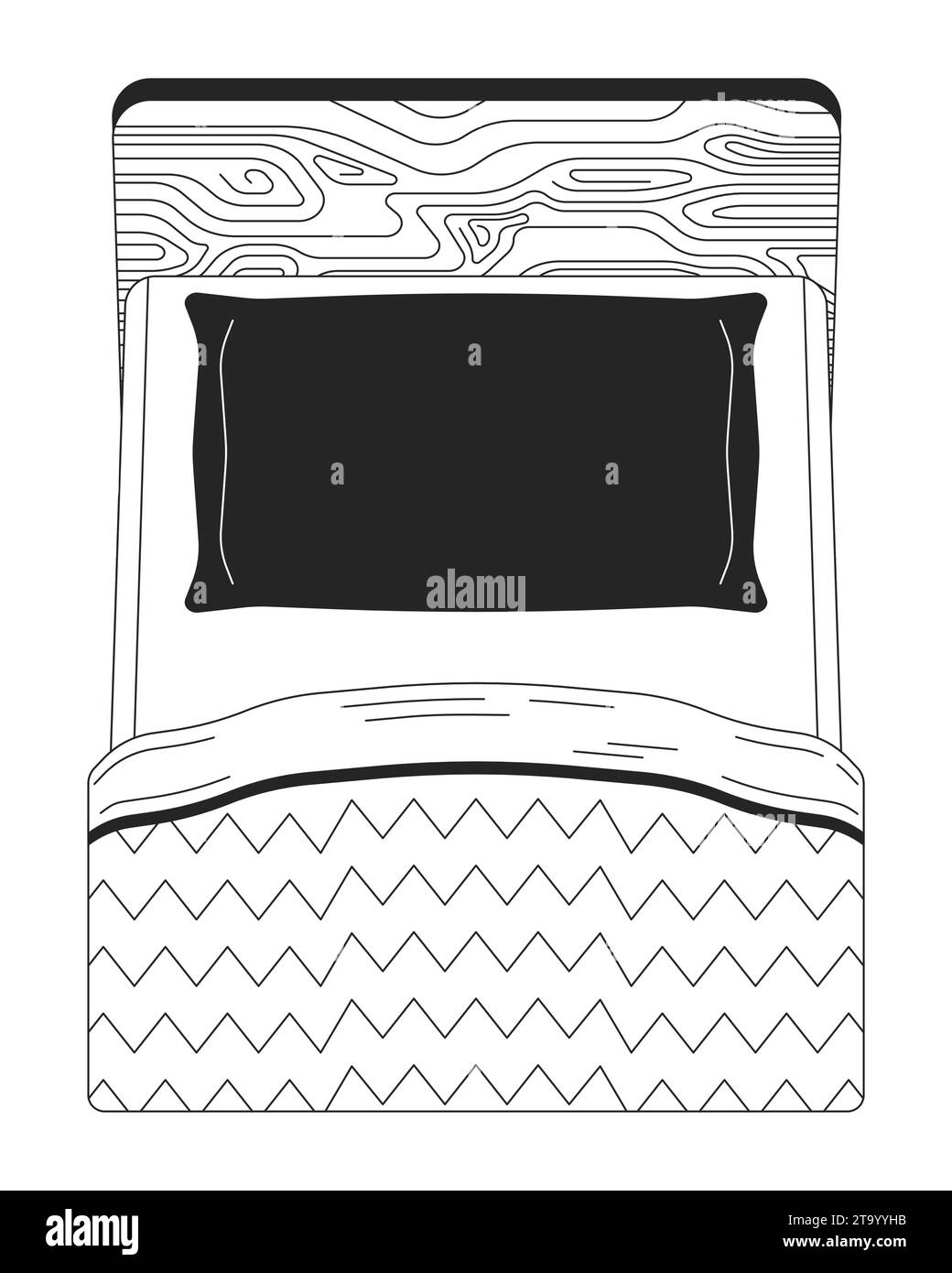 Pillow bed top view black and white 2D line cartoon object Stock Vector ...